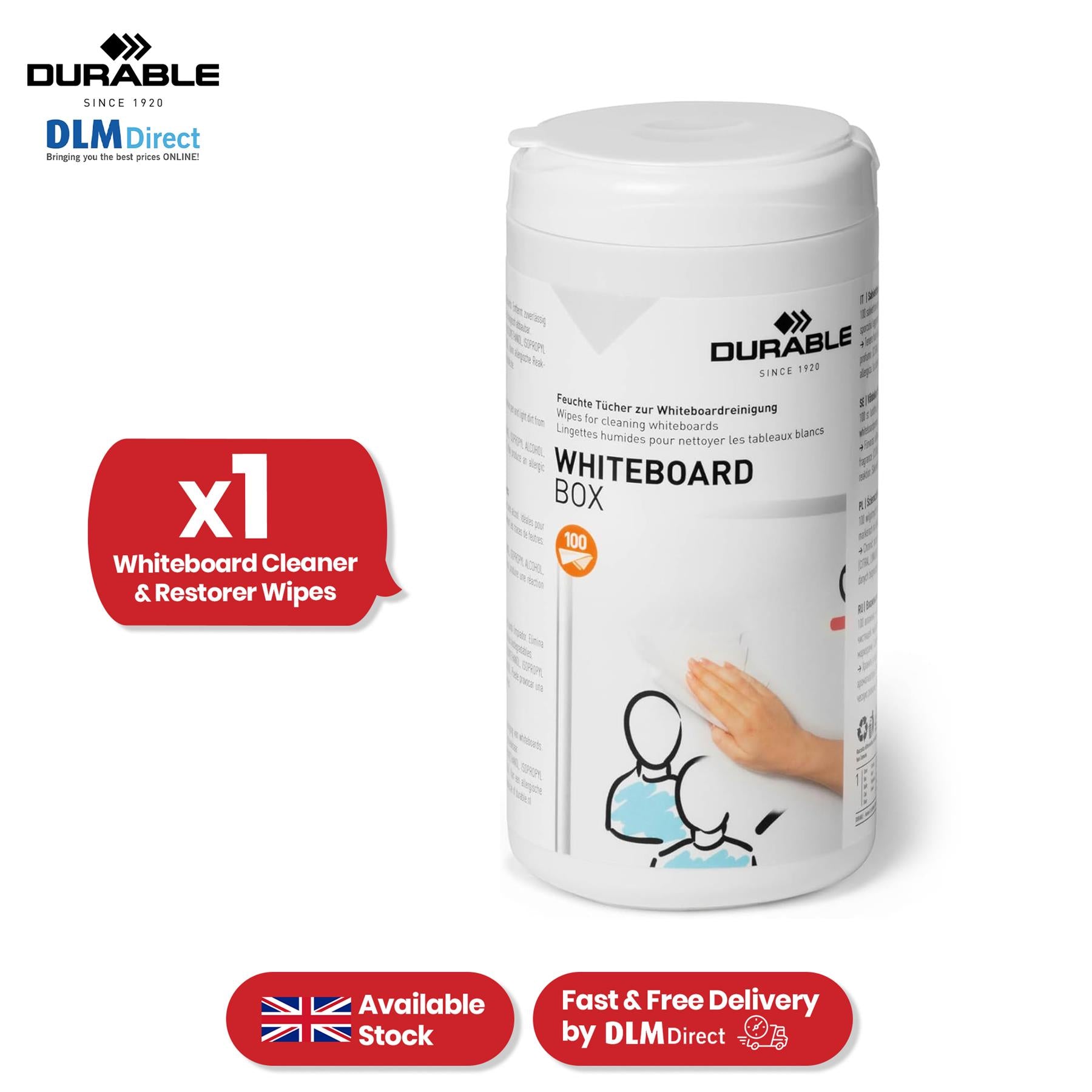 Durable Whiteboard Cleaner Wipes - 100 Biodegradable Alcohol Free Wipe ...