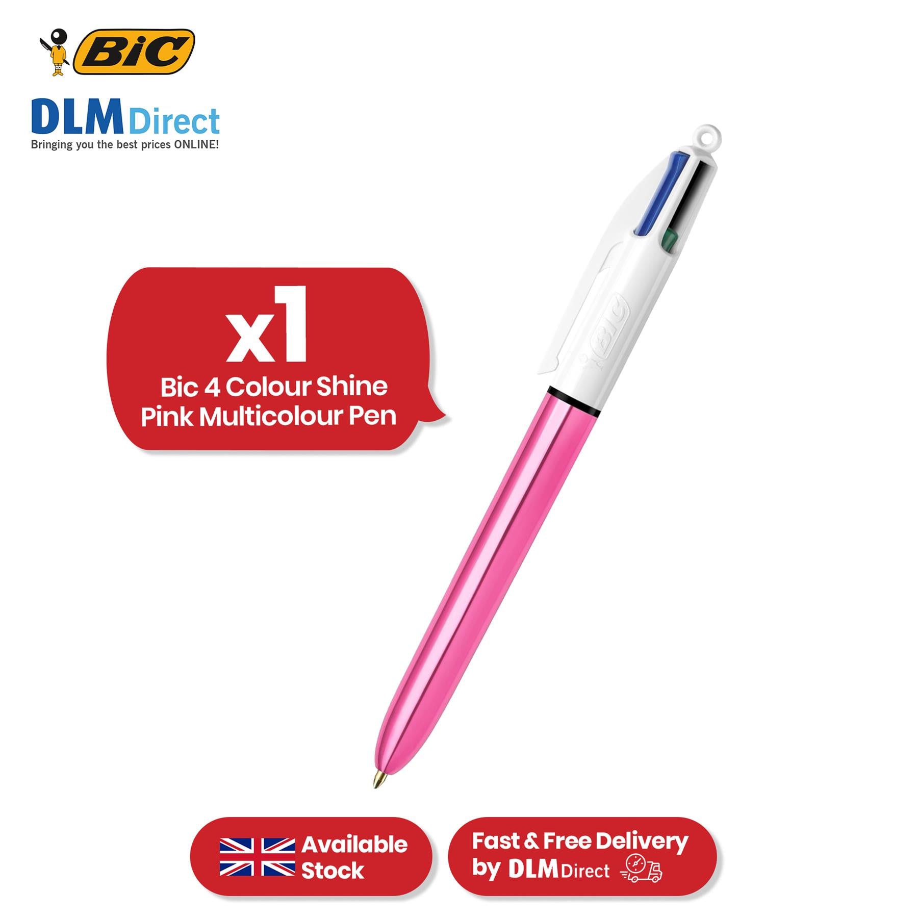 BIC 4 Colours Shine Multicolour Pen - 4 in One Biro for Students – DLM ...
