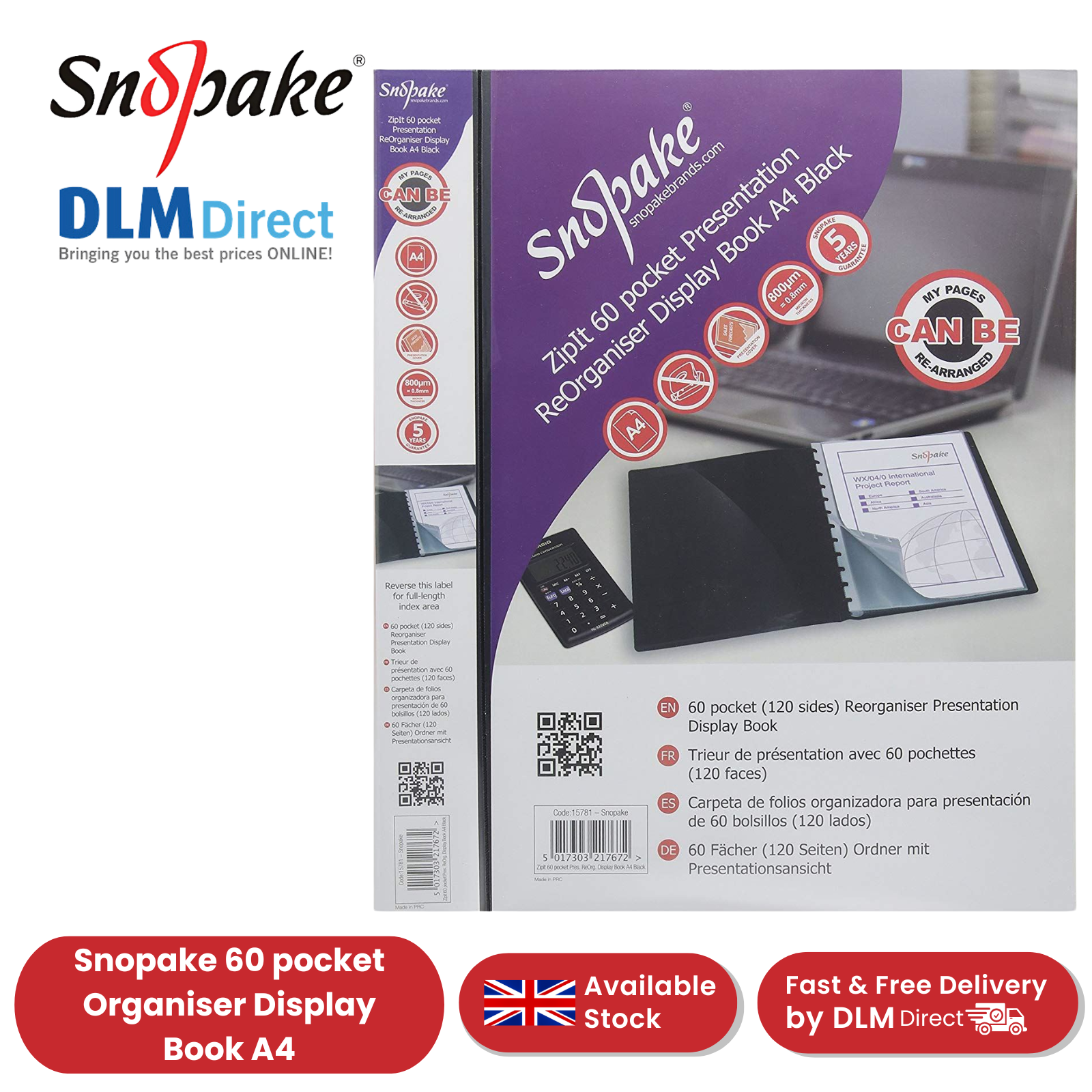 Snopake 60 pocket Organiser Display Book A4 BOOK - PACK OF 1 – DLM Direct
