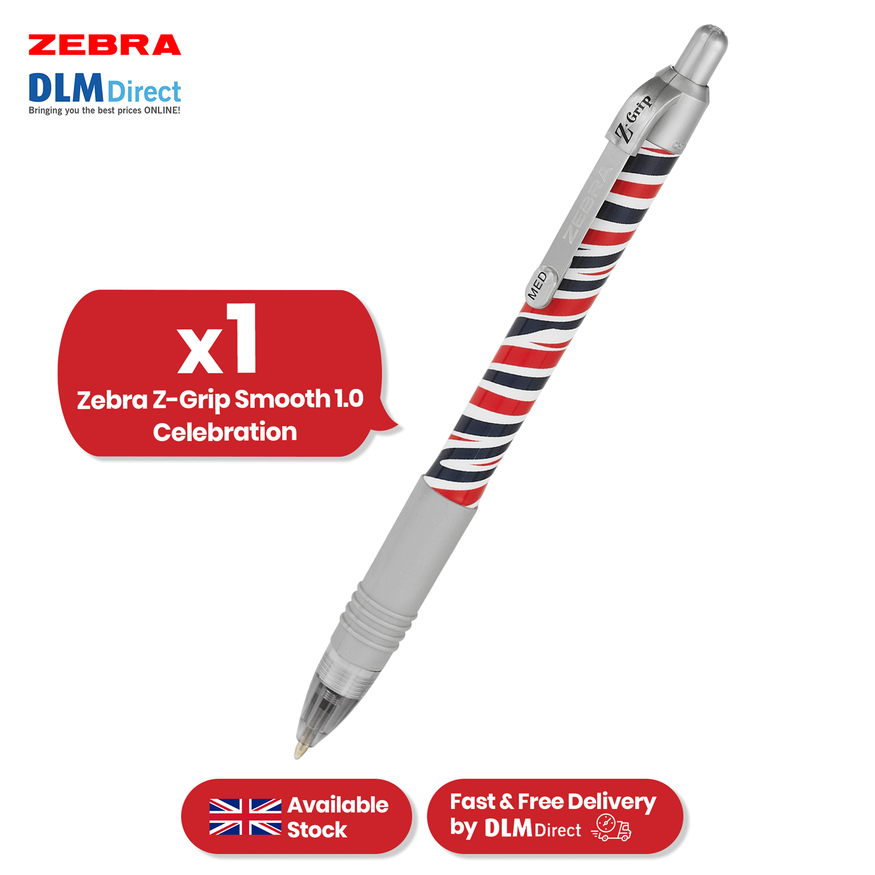 Zebra Z-Grip Ballpoint British-Inspired Uni-Ball Pen, 1.0 mm Nib Retra ...