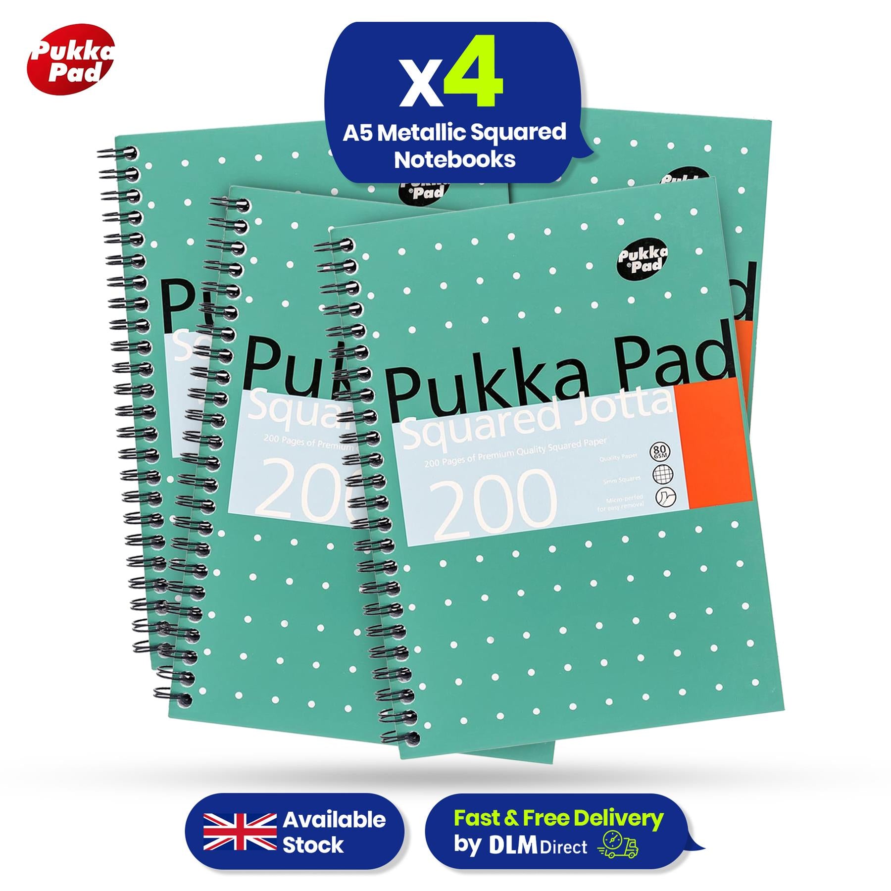 Pukka Pad A5 Squared Jotta Book 4-Pack Wirebound Notebook, 200 Pages f ...