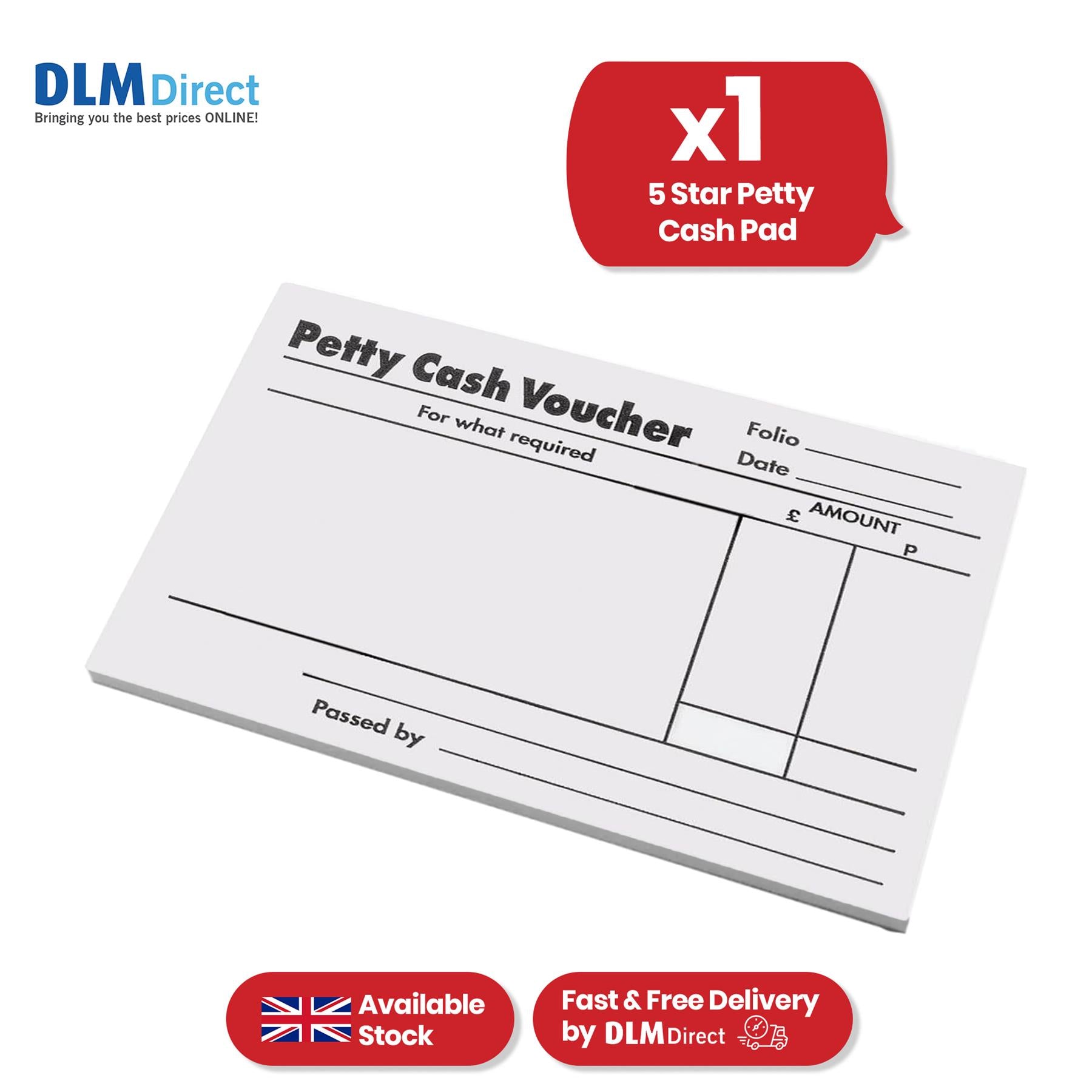 5 Star Petty Cash Pad, 80 Sheets, Perforated Vouchers, 88 x 138mm – DLM ...